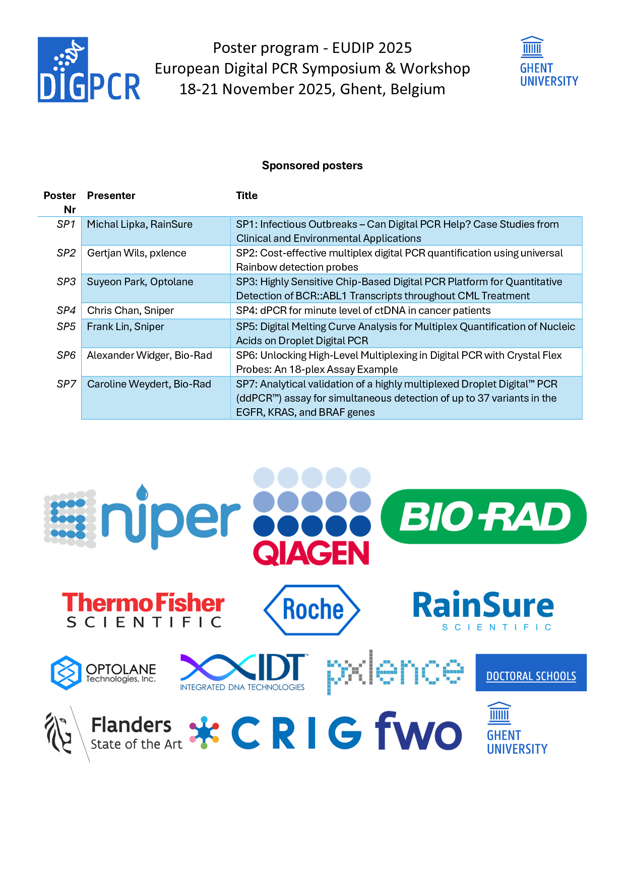 EUDIP2025 - European Digital PCR Symposium 2025 - Ghent, Belgium